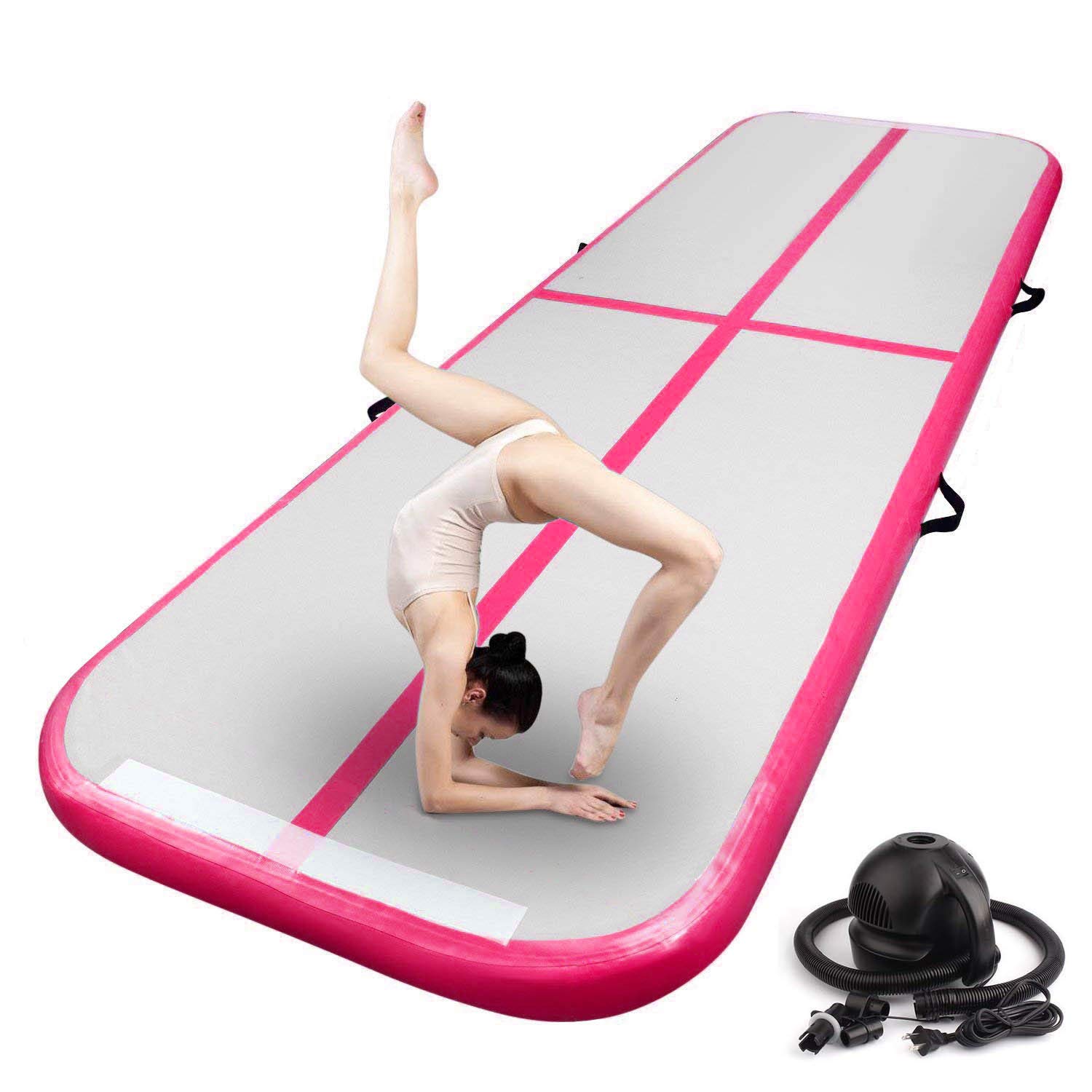 FBSPORT Inflatable Air Gymnastics Mat Training Mats 4/8 inches Thickness Gymnastics Tracks for Home Use/Training/Cheerleading/Yoga/Water with Pump