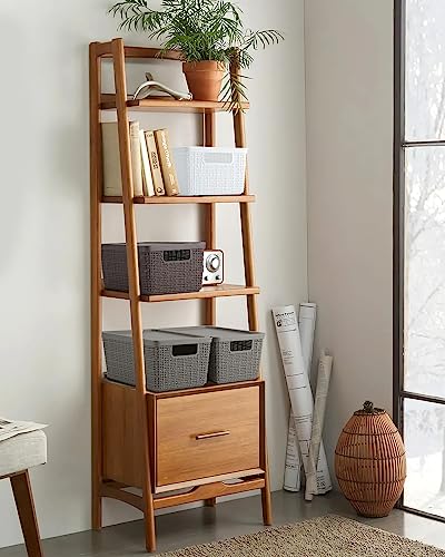EOENVIVS Plastic Storage Baskets with Lids Lidded Storage Bins Pantry Organization and Storage Containers Organizer Bins for Shelves Drawers Desktop Closet Playroom Classroom Office,White