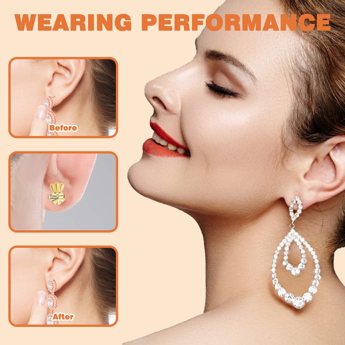 Earring Lifters Backs, 4 Pairs Secure Earring Backs for Droopy Ears, Hypoallergenic Adjustable Magic Earring Backs Tiara Earring Backs for Heavy Earring (3Silver, 1Gold)