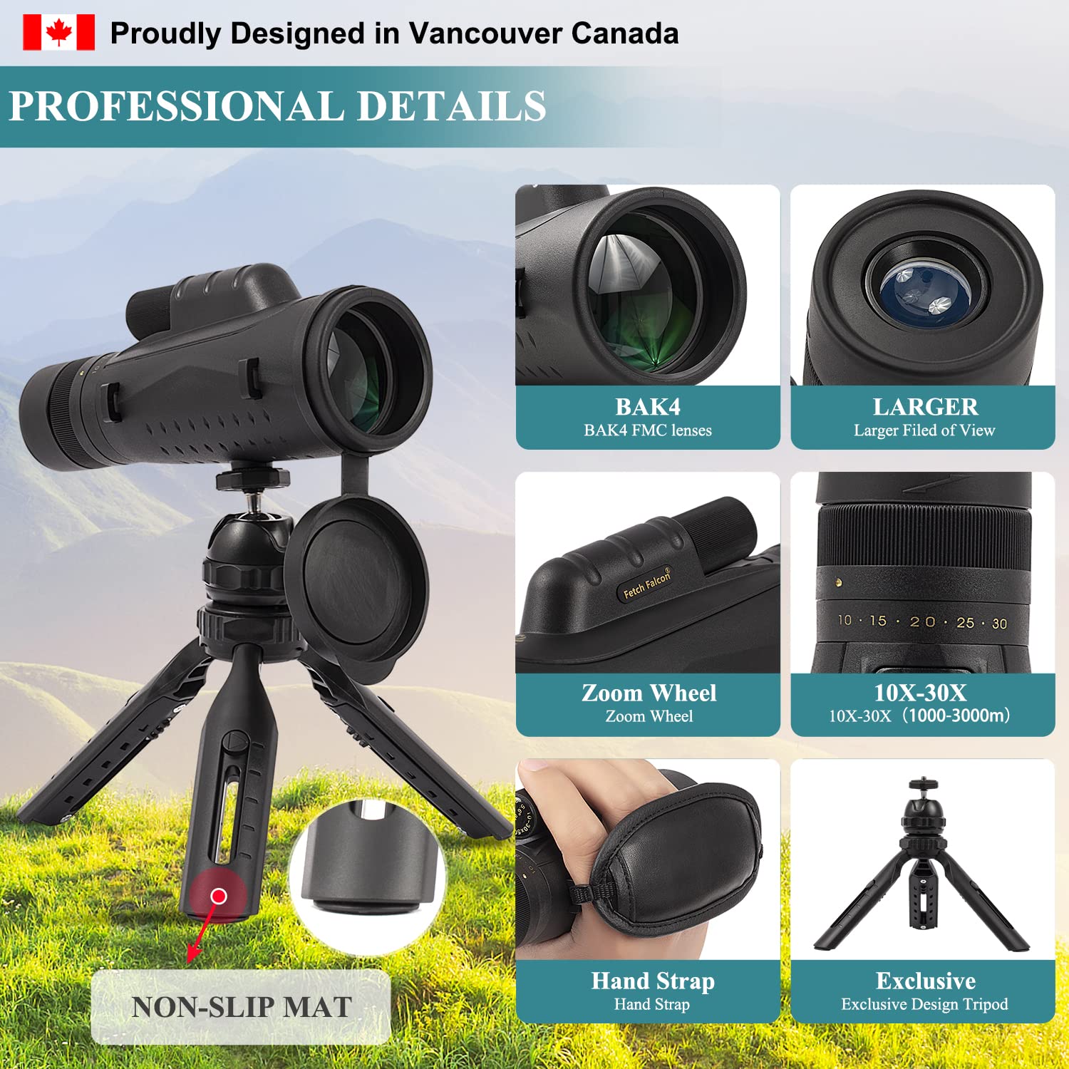 Fetch Falcon 20-60X80 Prism Silver-PLATED HD BAK4 Spotting Scopes (Water-Resistance Long Range Spotting) with Metal Tripod and Carry Bag (20-60X80 without Phone Holder)