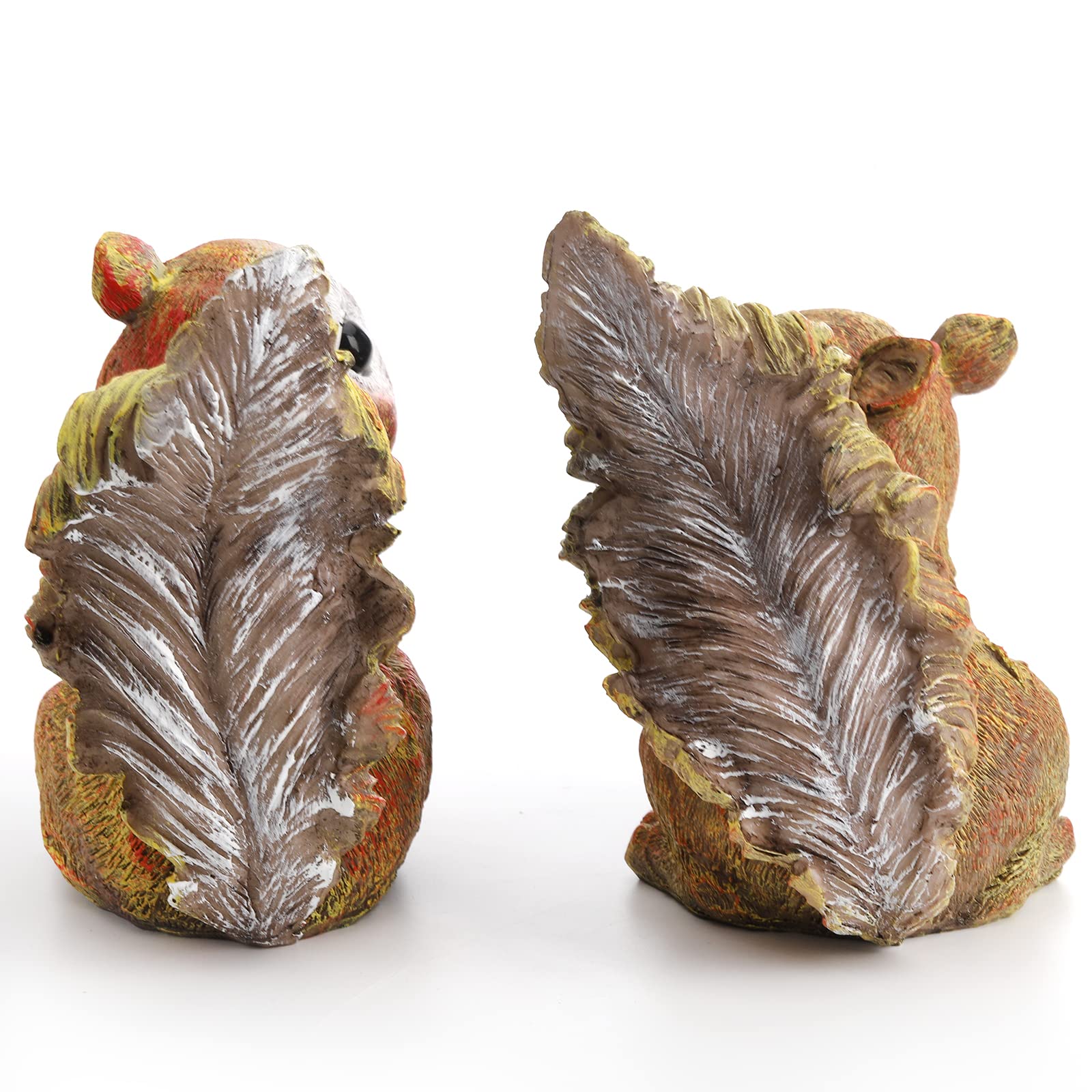 Elsjoy Set of 2 Garden Squirrel Statues, 6" Resin Squirrel Figurine Cute Squirrel Decor, Happy Squirrel Figure for Garden, Patio, Home Decor, Gift