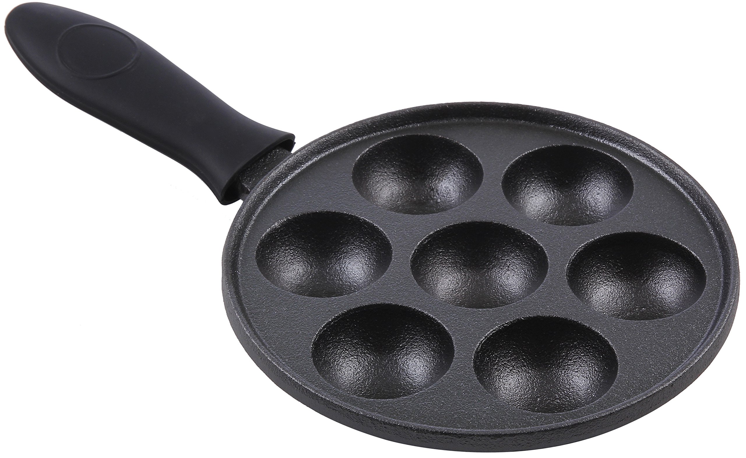 Upstreet Cast Iron Aebleskiver Pan/Ebelskiver Pan/Ideal for Mini Pancake Mold, Cake Pop Pan, and Takoyaki Maker for Danish Stuffed (Black)