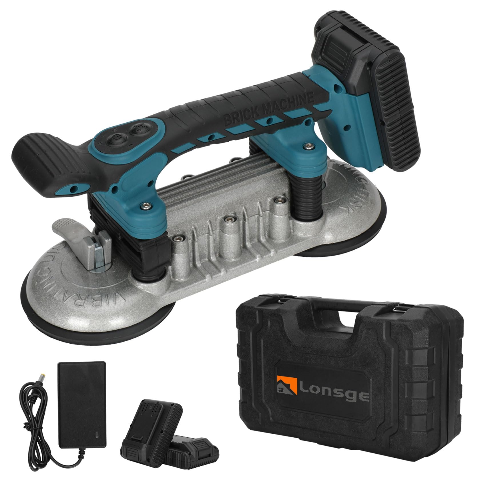 Tile Installation Tool Vibration Machine-Double Suction Cup Handheld Automatic Tiling Vibrator for Laying, Electric Tile Vibrator Tools 6 Speeds Adjustable 21V 12000mAh 24000r/min