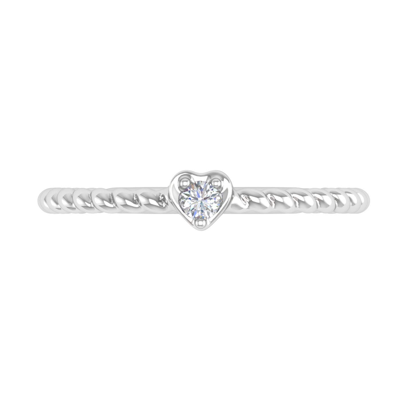 FINEROCK 0.05 cttw Diamond Promise Ring Band in 10K White Gold - IGI Certified (Ring Size 4) (I1-I2 Clarity)