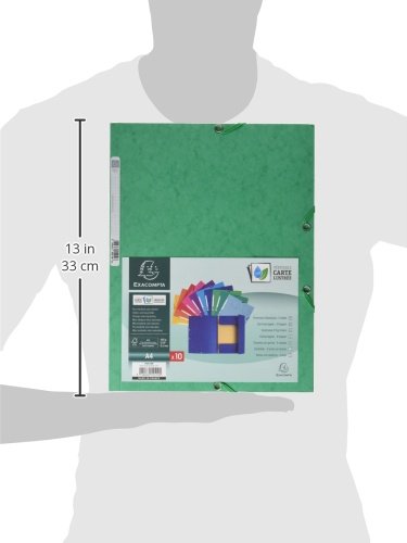 Exacompta Pack of 10 Folders Cardboard 3 Flaps with Elastic Closure 24 x 32 cm Assorted Colours