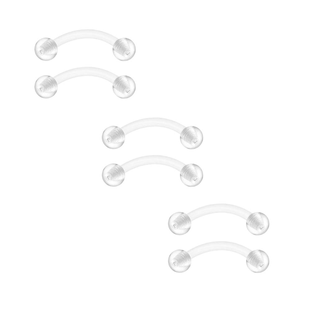 FECTAS Retainers for Cartilage Helix Daith Tragus Earrins Nose Lip Eyebrow Rings Clear Bioflex 16G 5/16"