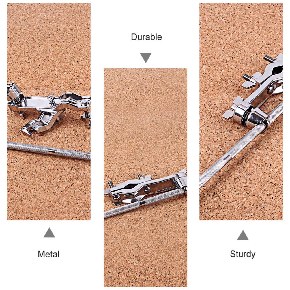 EXCEART Drum Extension Clamps Holder Adjustable Extension Arm Cymbal Boom Arm With Clamp Drum Accessories Silver
