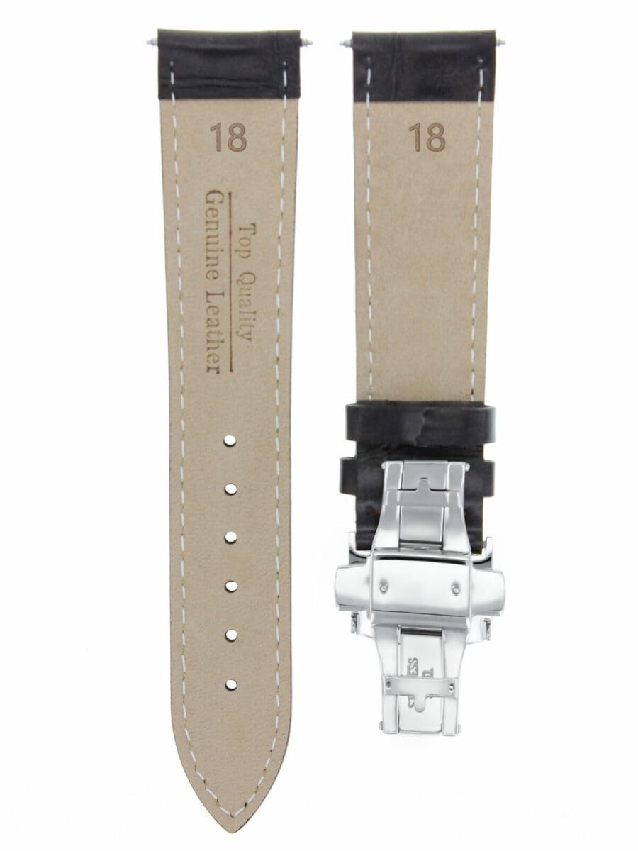 Ewatchparts 18MM LEATHER STRAP BAND COMPATIBLE WITH IWC AQUATIMER BIG PILOT PORTUGUES CLASP DARK BROWN
