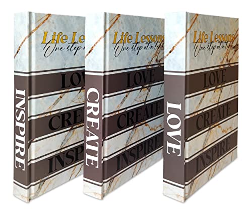 ZOKAEL Decorative Book Decor - Set Includes 3 Hard Cover Books with Love Create Inspire Quote, Decorated with Twine and Beads and A Faux Leaf. A Great Gift Idea