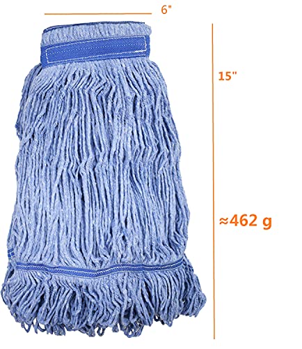 Mop Head Replacement Commercial Heavy Duty String Blue Wet Mop Heads for 3 Typs Commercial Mop Handle(1,Medium)