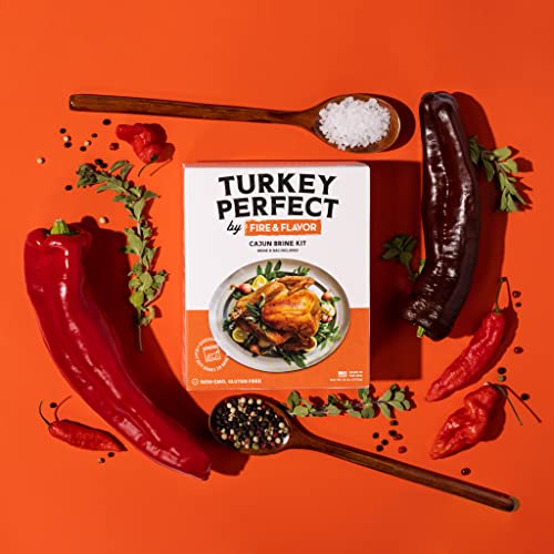 Fire & Flavor Cajun Turkey Brine Kit - Includes Bag and Poultry Seasoning for Roasting, Grilling, Smoking, and Frying Birds Up to 25 lbs