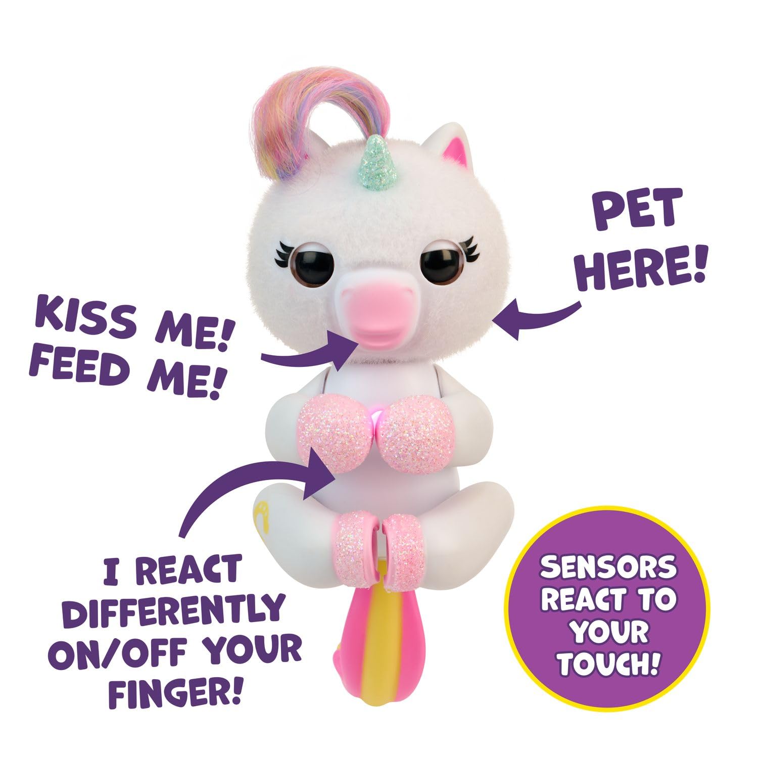 Fingerlings 2023 New Interactive Baby Unicorn Reacts to Touch β 70+ Sounds & Reactions β Lulu (White)