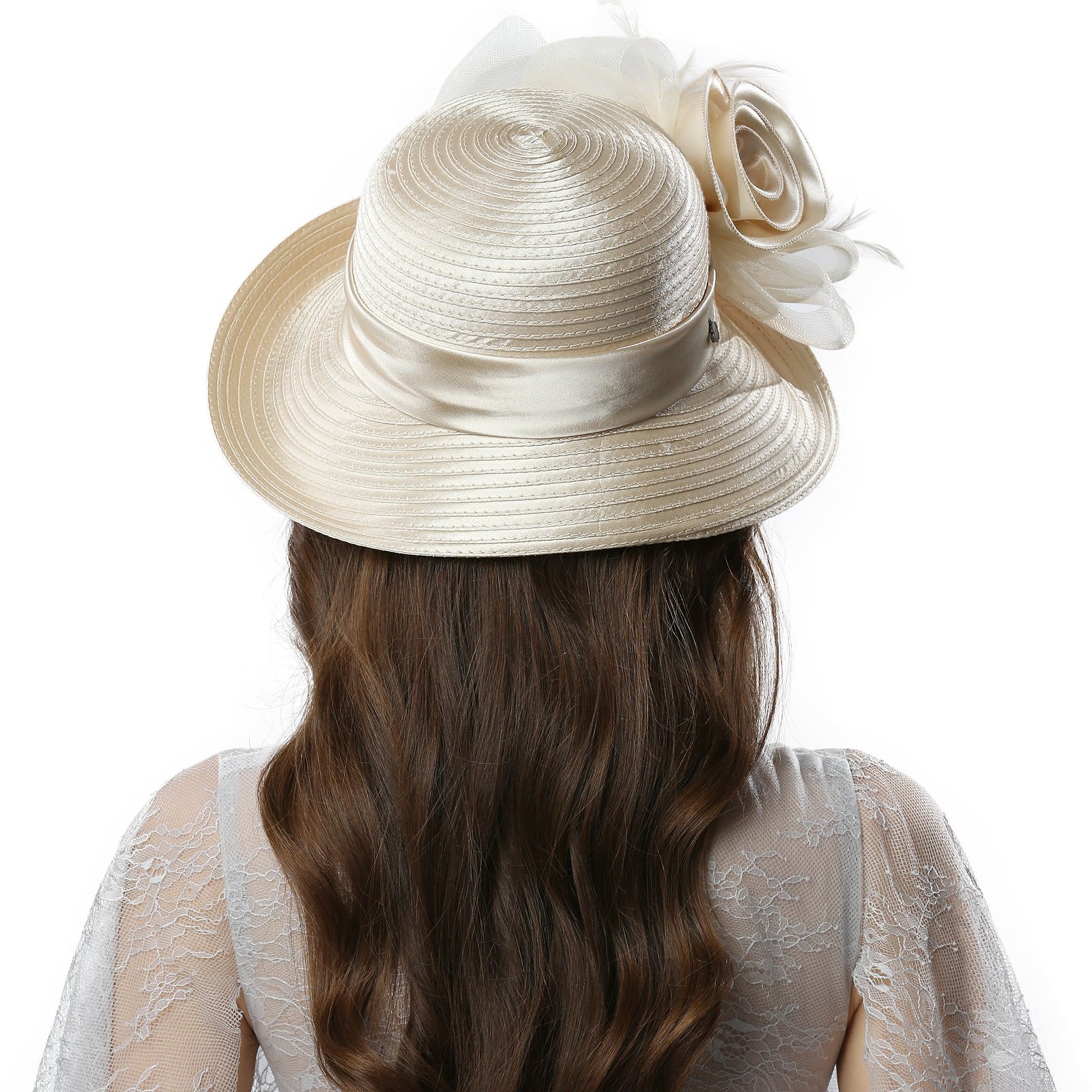 Original One Women's Classic Cloche Church Hat for Derby Day Kentucky Horse Racing (White)