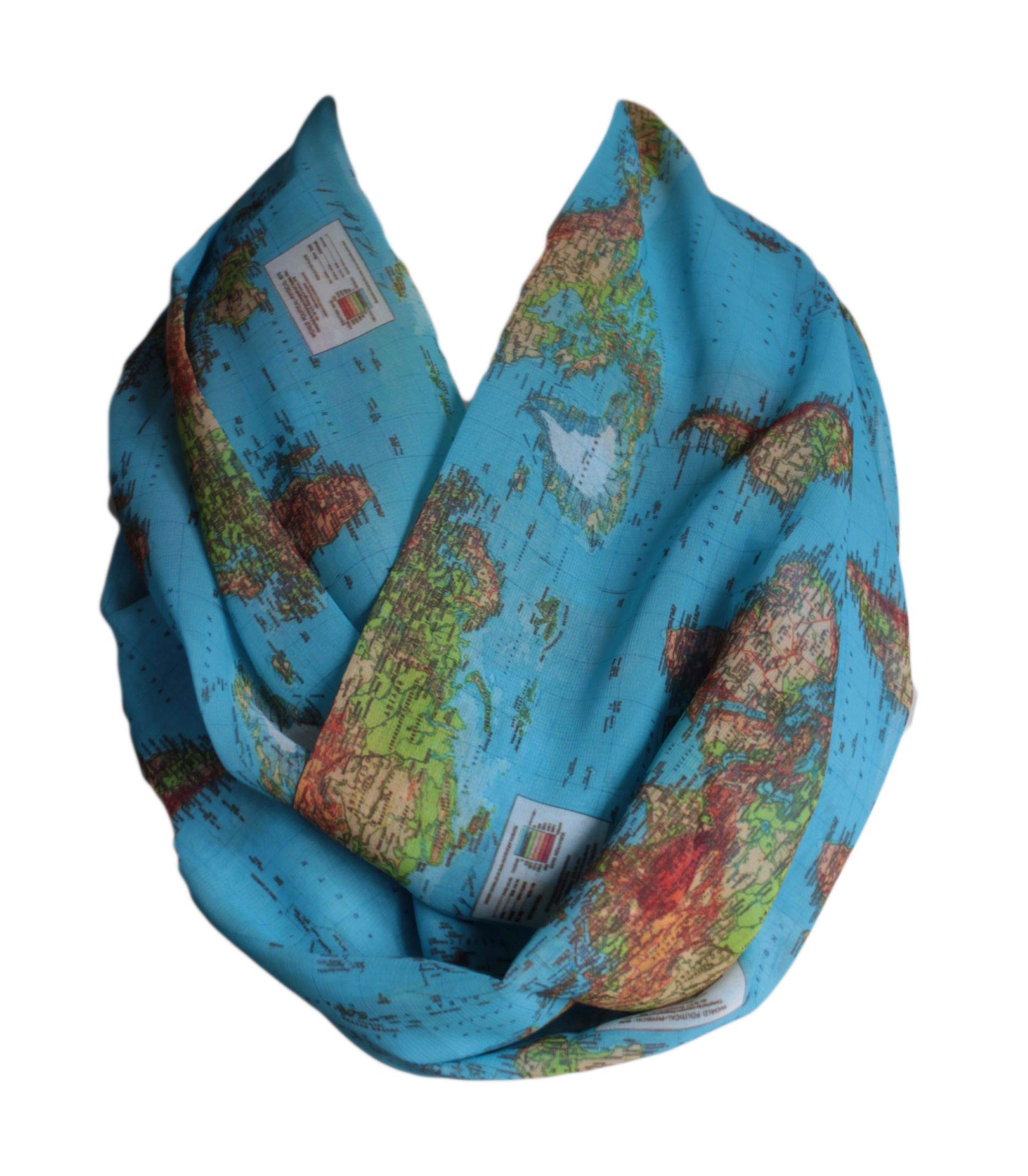 Etwoa World Map Infinity Scarf Circle Scarf Loop Scarf