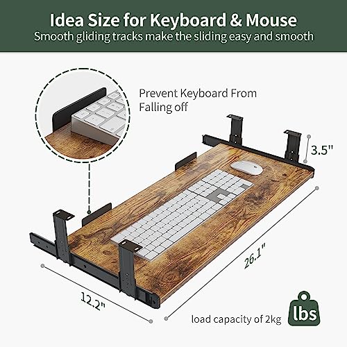 FEZIBO Standing Desk with Drawers, Adjustable Height Desk with Keyboard Tray, Stand Up Desk with Storage Shelf, 48 x 24 Inchs, Rustic Top
