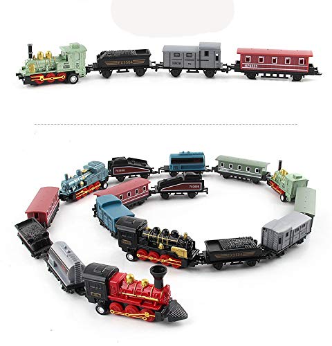 Exasinine Mini Simulation Steam Train Pull-Back Train Model Diecasts Locomotive, Set of 4