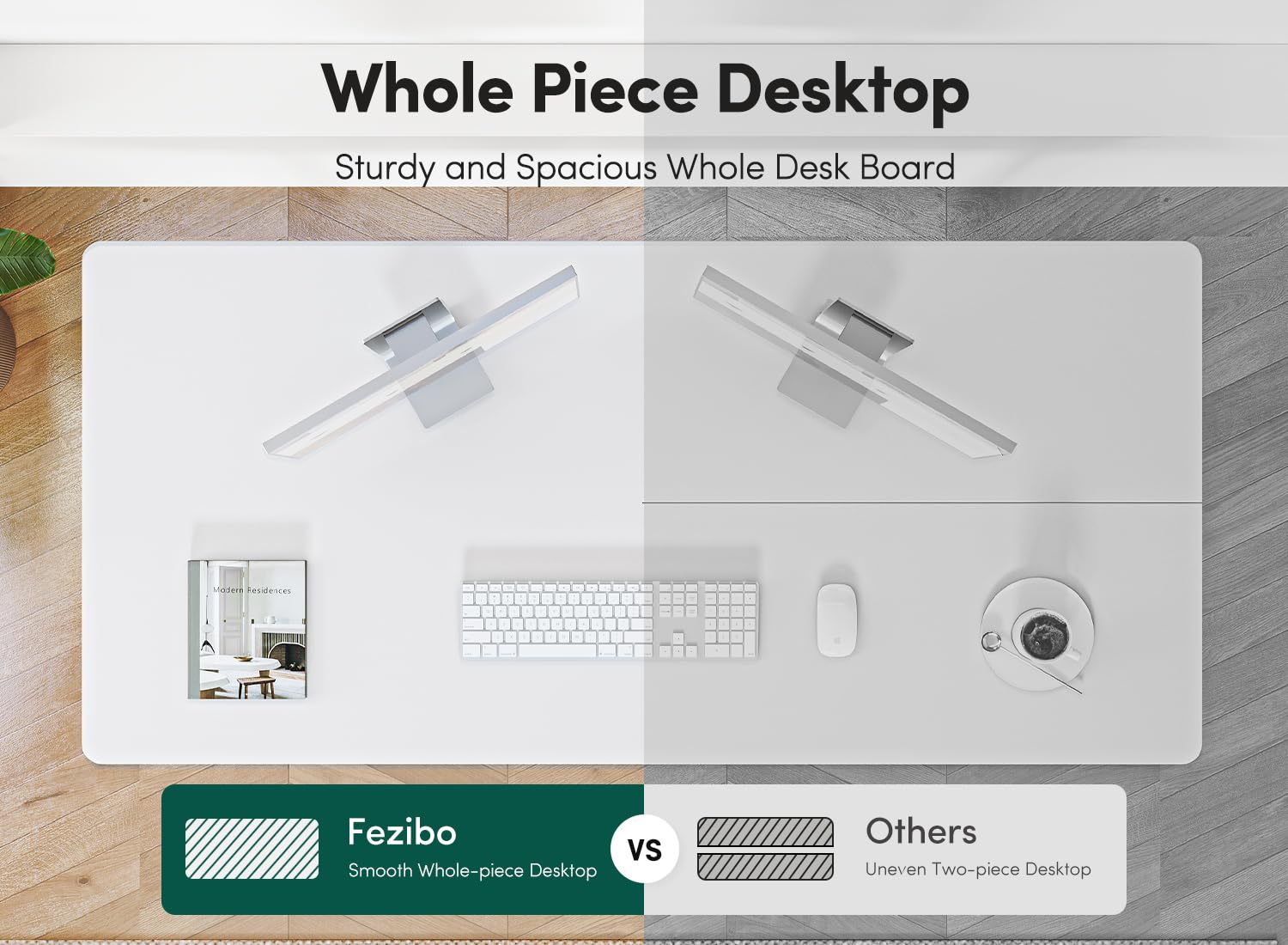 FEZIBO Standing Desk 4 Legs with Dual Motors, 63x29 Electric Standing Desk Adjustable Height with Strong stability, Stand up Desk with Whole-Piece Tabletop, Rustic Brown(2 Packeges)