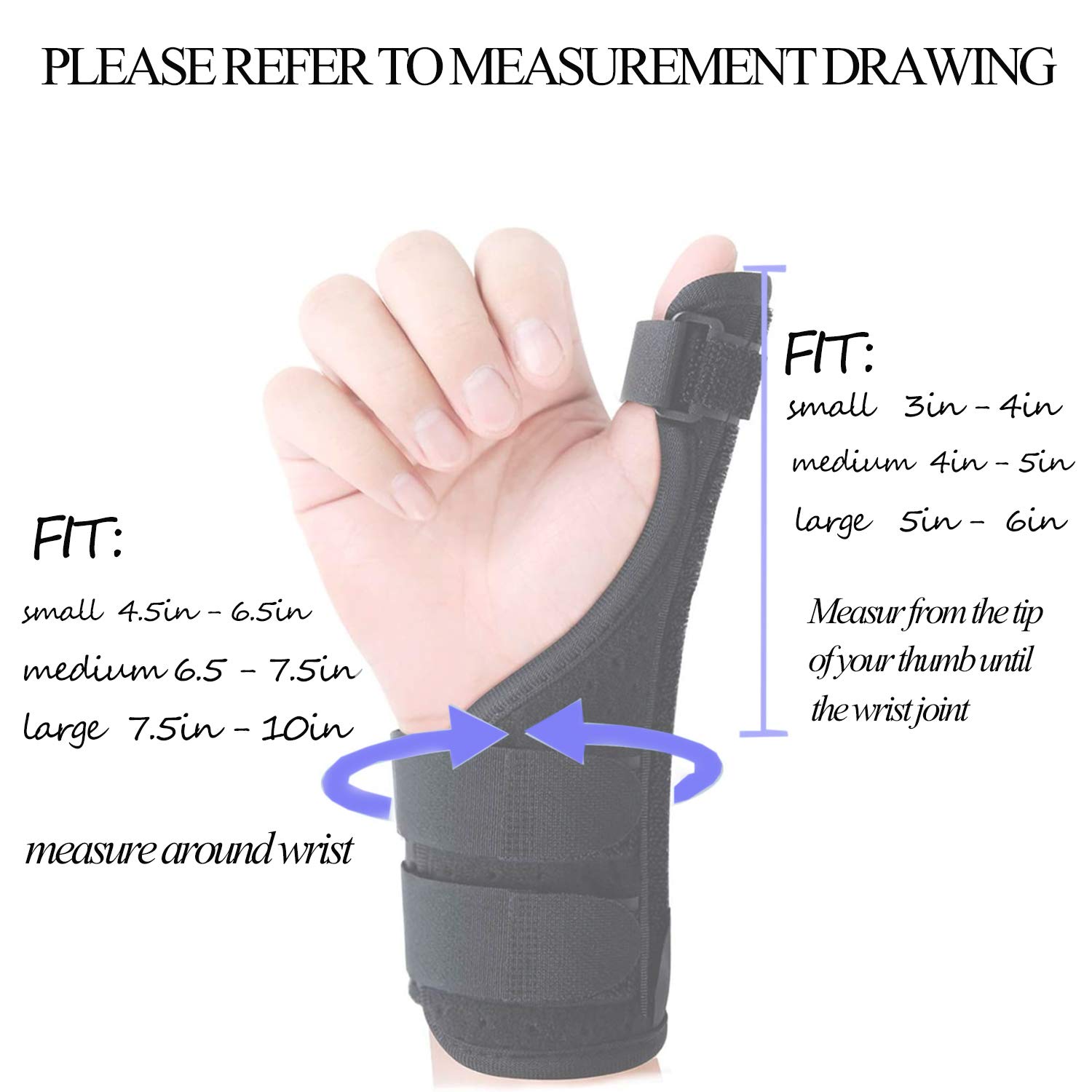Finger Splint Support Brace, Thumb Brace for Arthritis or Soft Tissue Injuries, Night Wrist Sleep Support Brace, Carpal Tunnel and Relieve for Arthritis - Adjustable, Right Hand(Black-Right,Medium)