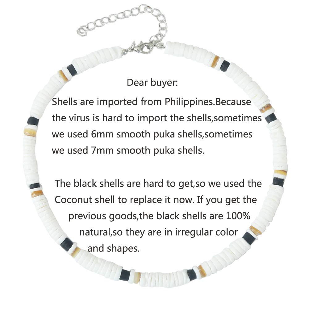 Femtindo Puka Shell Necklace Chip Beaded Necklaces for Women Summer Beach Puke Shell Choker Collar for Vsco Girl
