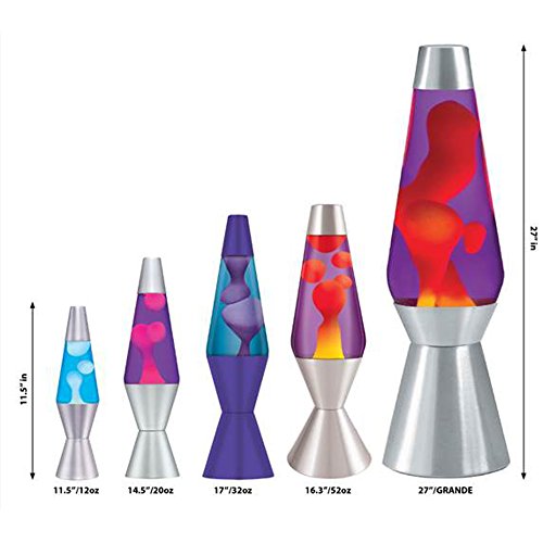 Lava Lite 2124 the Original 14.5-Inch Silver Base Lamp with Yellow Wax in Blue Liquid