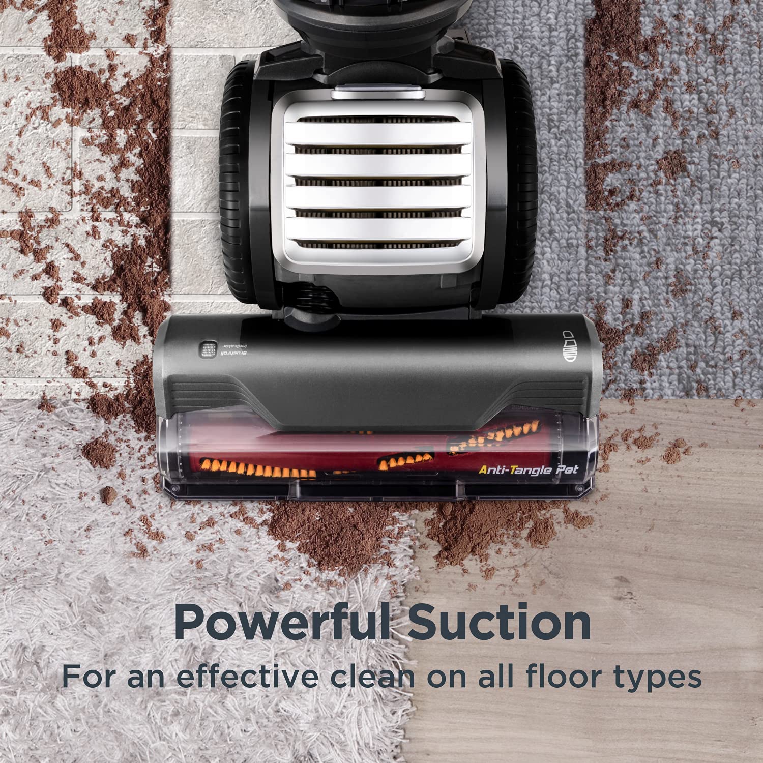 EUREKA Pet Upright Vacuum Cleaner for Home, Bagless Upright Vacuum Cleaner Swivel Steering, Powerful Lightweight Upright Vacuum Carpet and Floor, FloorRover Elite NEU630 with Tangle Free Tech, Red