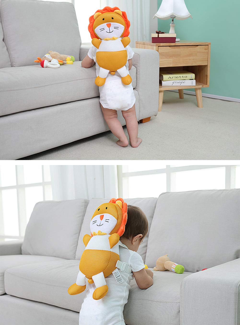 Feidoog Baby Head Protector Backpack for Walking & Crawling,Orange Lion
