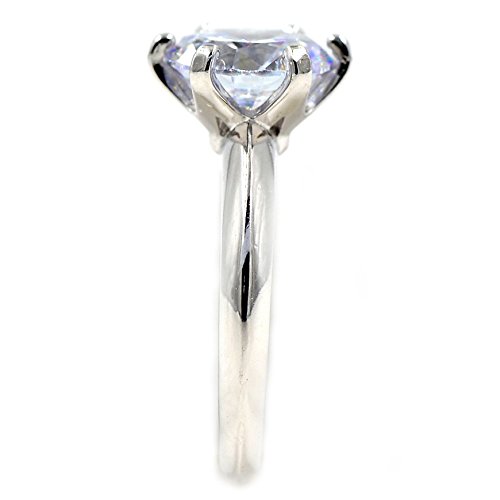 espere 3 Ct CZ Solitaire Engagement Ring Sterling Silver White Gold Plated Size 5