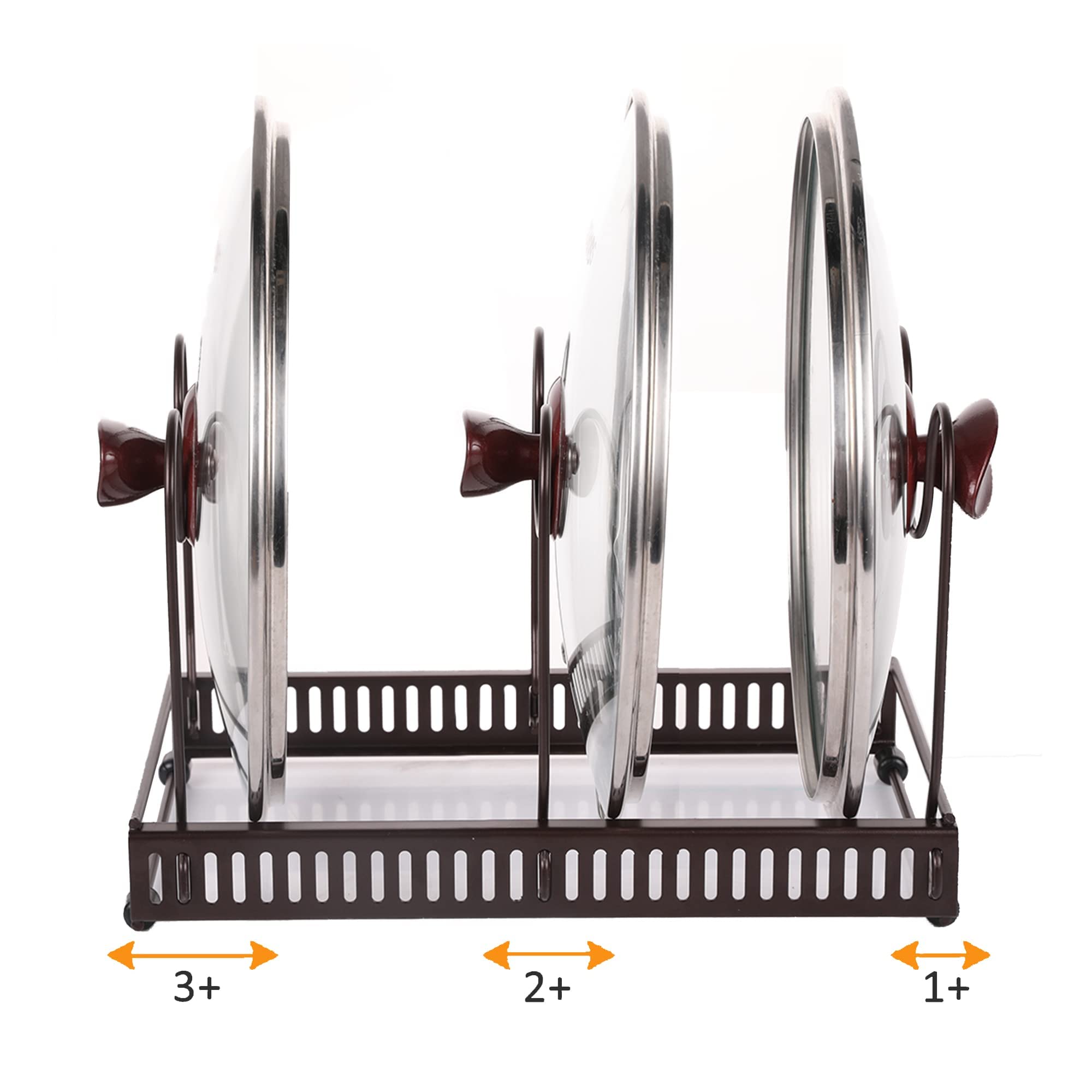 HAYAN Pot Rack Organizer Expandable Pan Holder for Cabinet, Adjustable Dividers, Pot Lid Organizer for Kitchen Counter and Cabinet (7 Compartments)
