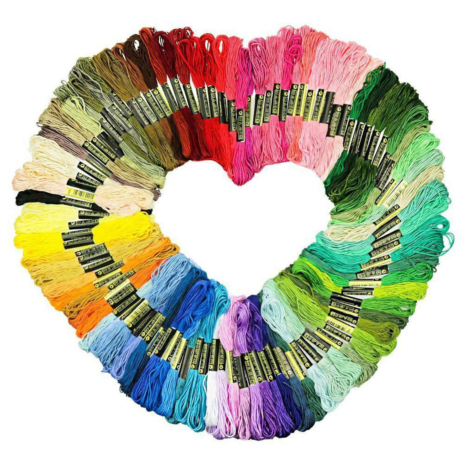 Embroidery Floss Thread Rainbow Color Cross Stitch Threads Friendship Bracelet String DIY Handmade Craft Premium Multi-Colored Floss (100)