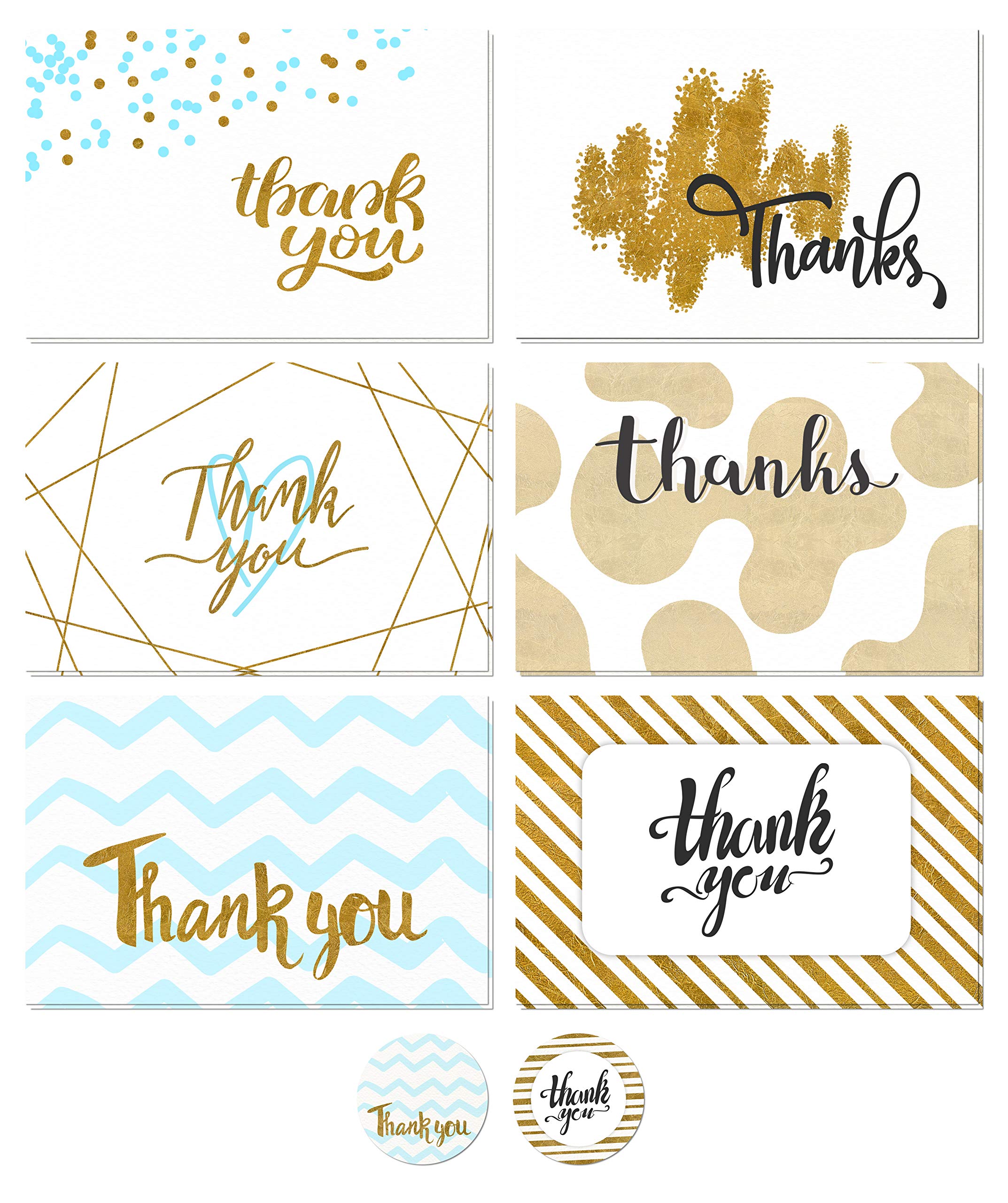 East Pearl Thank You Cards Set of 48 with Envelopes and Stickers