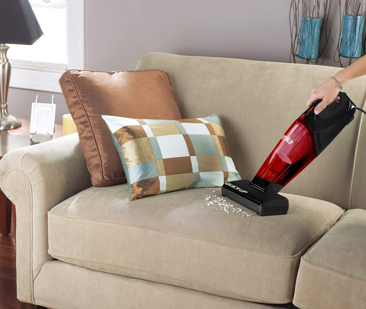 eureka Vacuum Cleaner Powerful Suction Small Handheld Vac with Filter for Hard Floor Lightweight Upright Home Pet Hair, 1-(Pack), Light Red