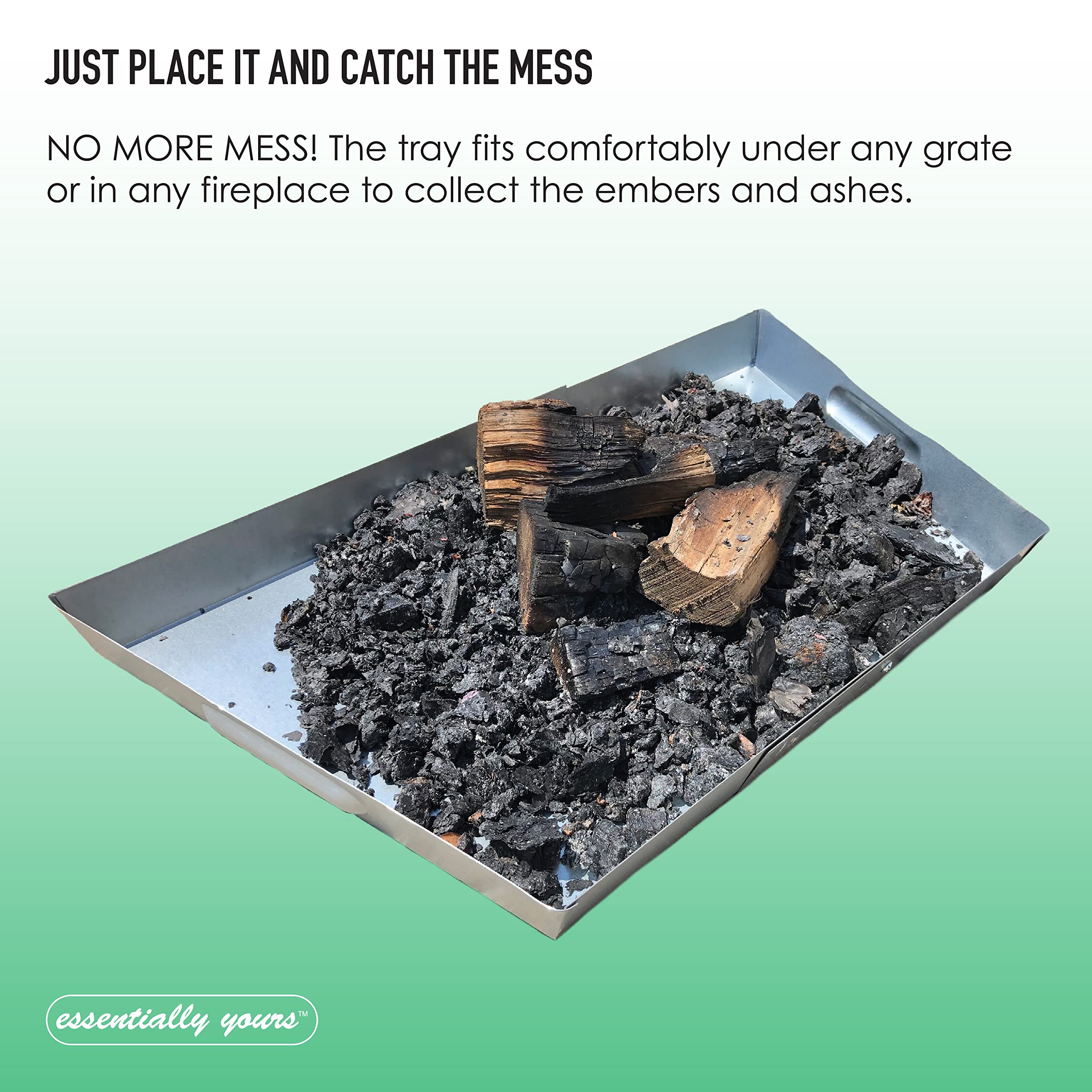 Essentially Yours Adjustable Fireplace Tray | Stainless Steel Expandable Ash and Ember Holder Pan | Nuts and Bolts Included for Additional Stability