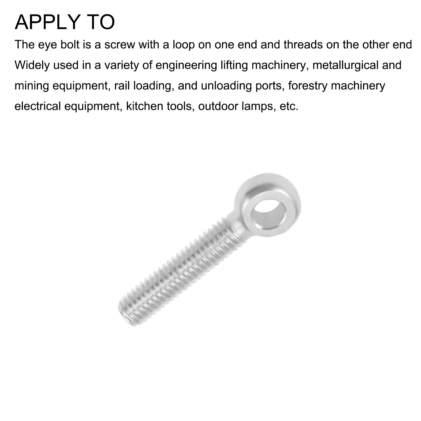 METALLIXITY Shoulder Swing Lifting Bolt (M14x80mm) 2Pcs, 304 Stainless Steel Eye Bolts - for Home Renovation, Pipeline Gate Valves Fasteners, Silver