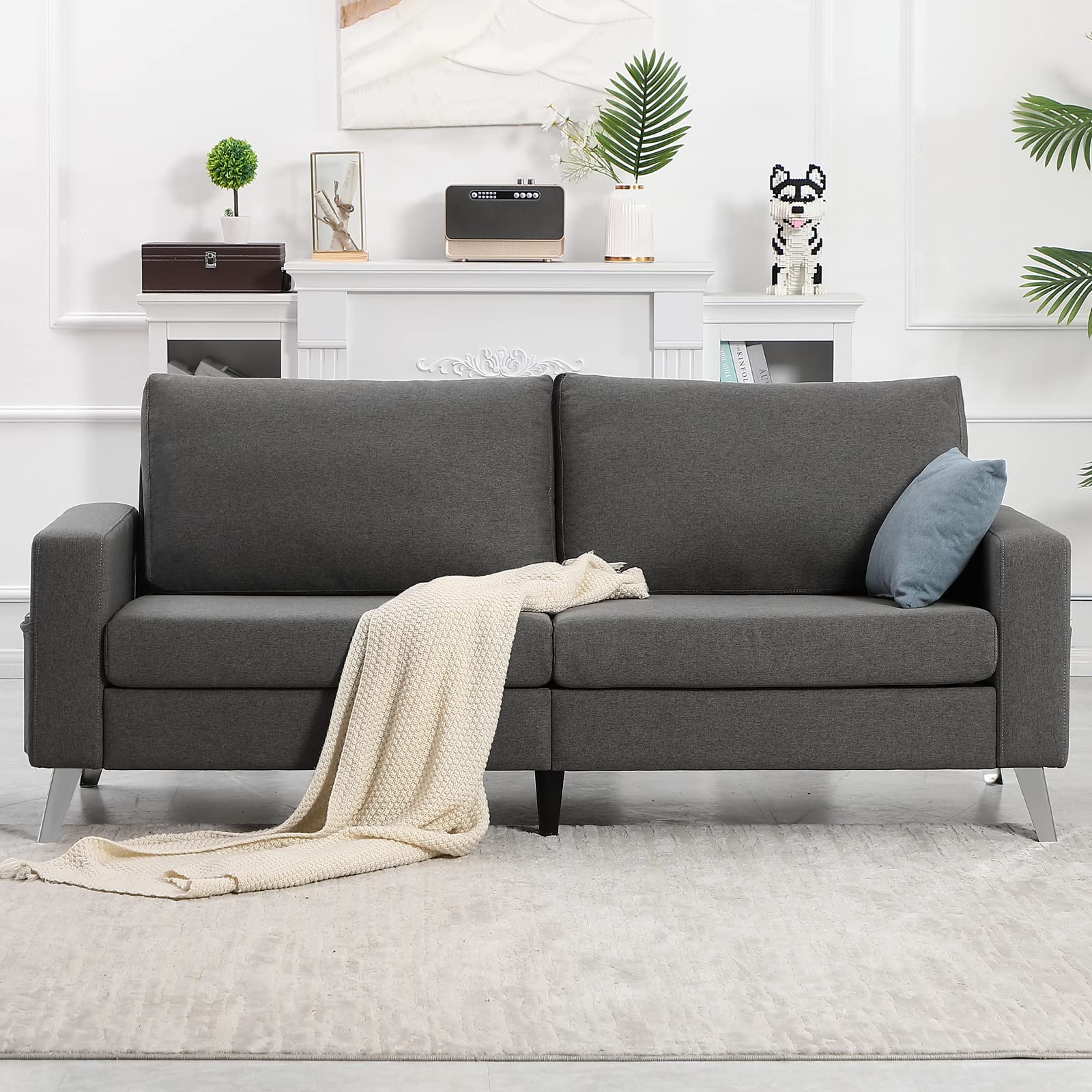 Esright Grey Sofa Couch, 2 Seats Sofa for Living Room 79" Wide, Oversied Loveast for Bedroom and More