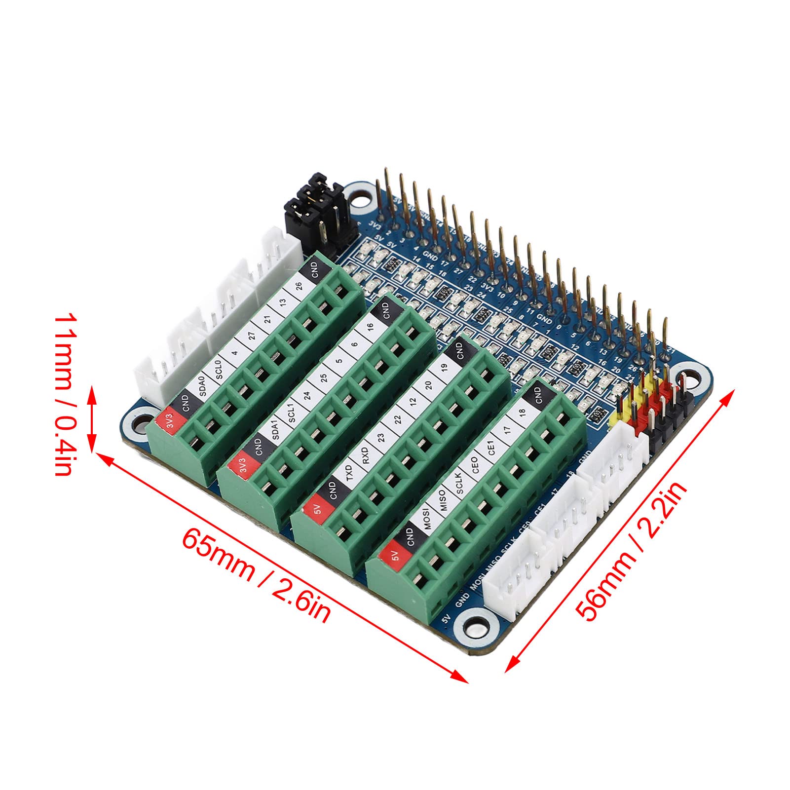 Sensor Expansion Board, Standard Hole Good Compatibility Development Board LED GPIO IO Port Compact Size for 4B 3B CM4