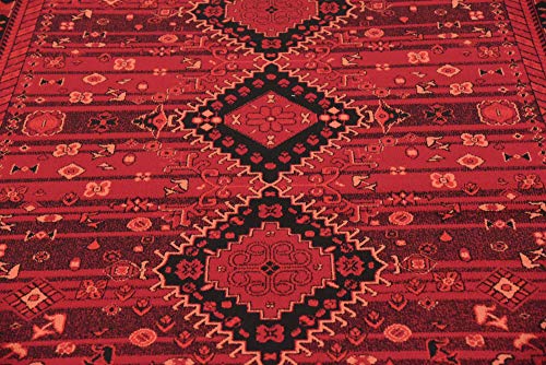 Unique Loom Tekke Collection Area Rug - Sheibani (6' 1" x 9' Rectangle, Red/ Black)