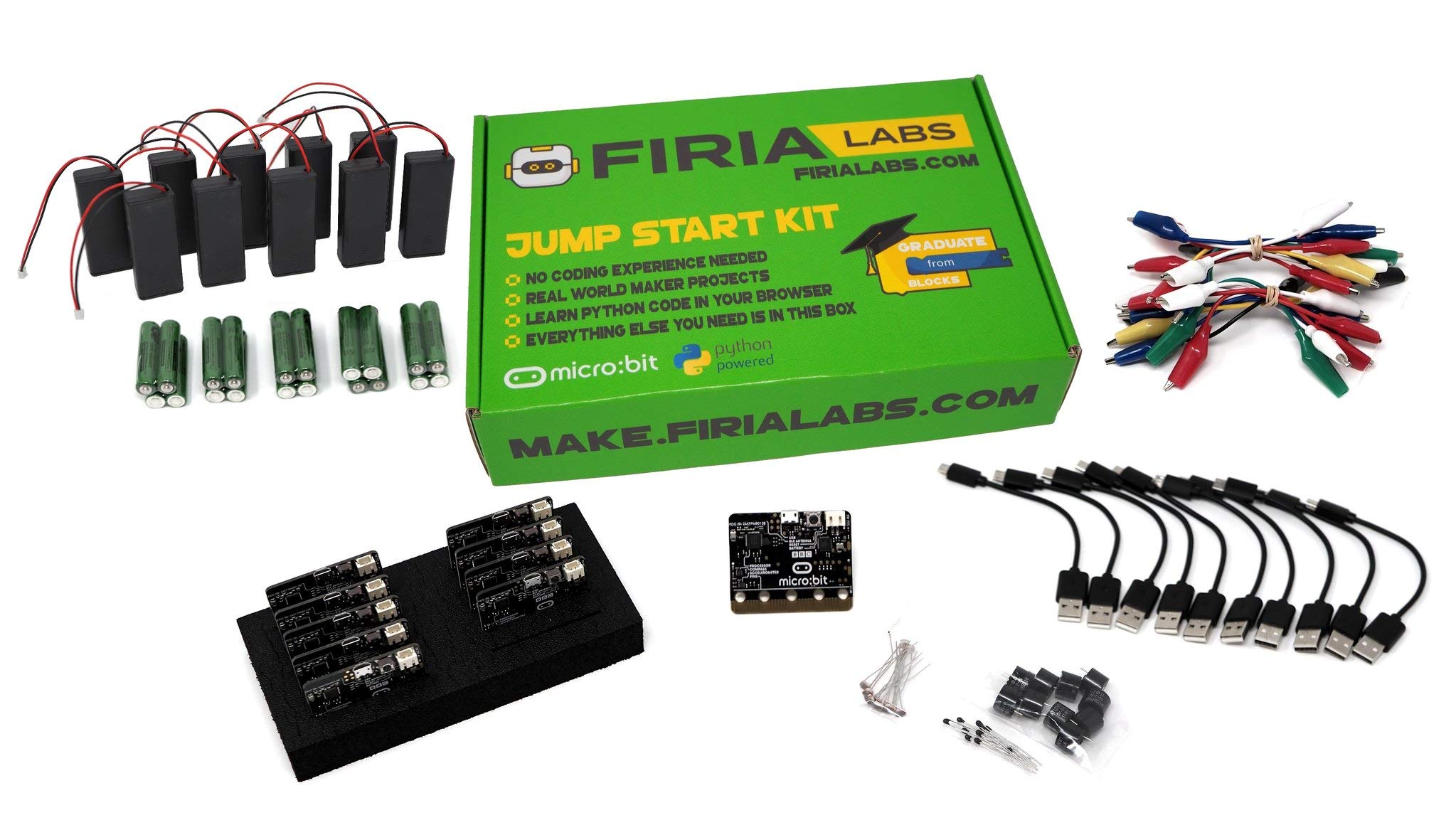 Firia Labs JumpStart Python: Coding with Micro:bits, Project Based Curriculum, Classroom Kit 10-Pack