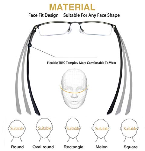 GUZTAG Blue Light Blocking Glasses - Square Computer Glasses Women/Men Eyeglasses Frame，Anti Eyestrain Computer Game Glasses (gray)