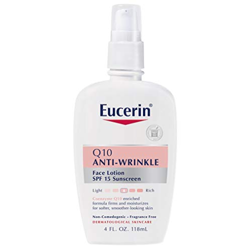 Eucerin Q10 Anti-Wrinkle Face Lotion with SPF 15 - Fragrance-Free, Moisturizes for Softer Smoother Skin - 4 fl. oz Bottle