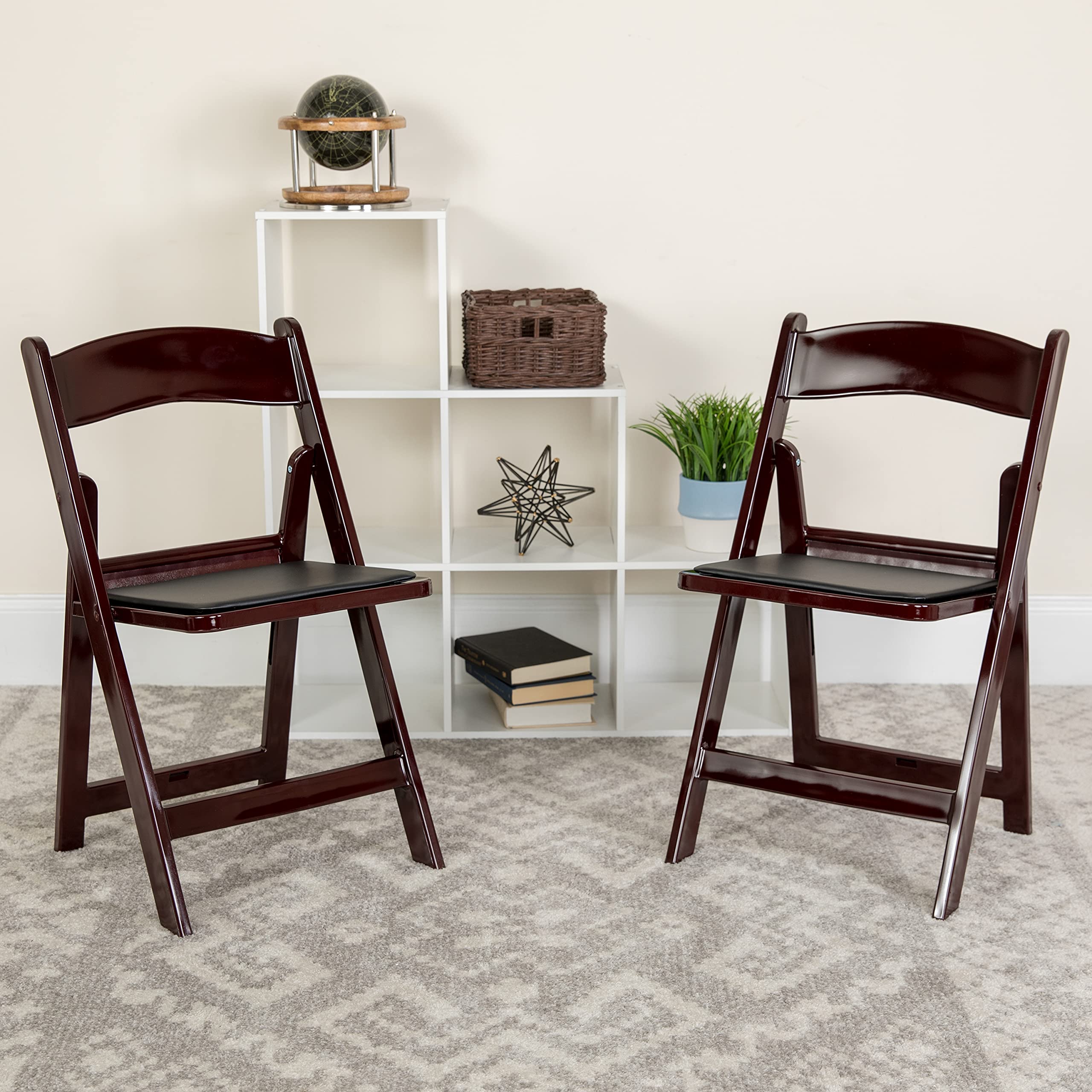 EMMA + OLIVER Folding Chair - Black Resin – 4 Pack 800LB Weight Capacity Comfortable Event Chair - Light Weight Folding Chair