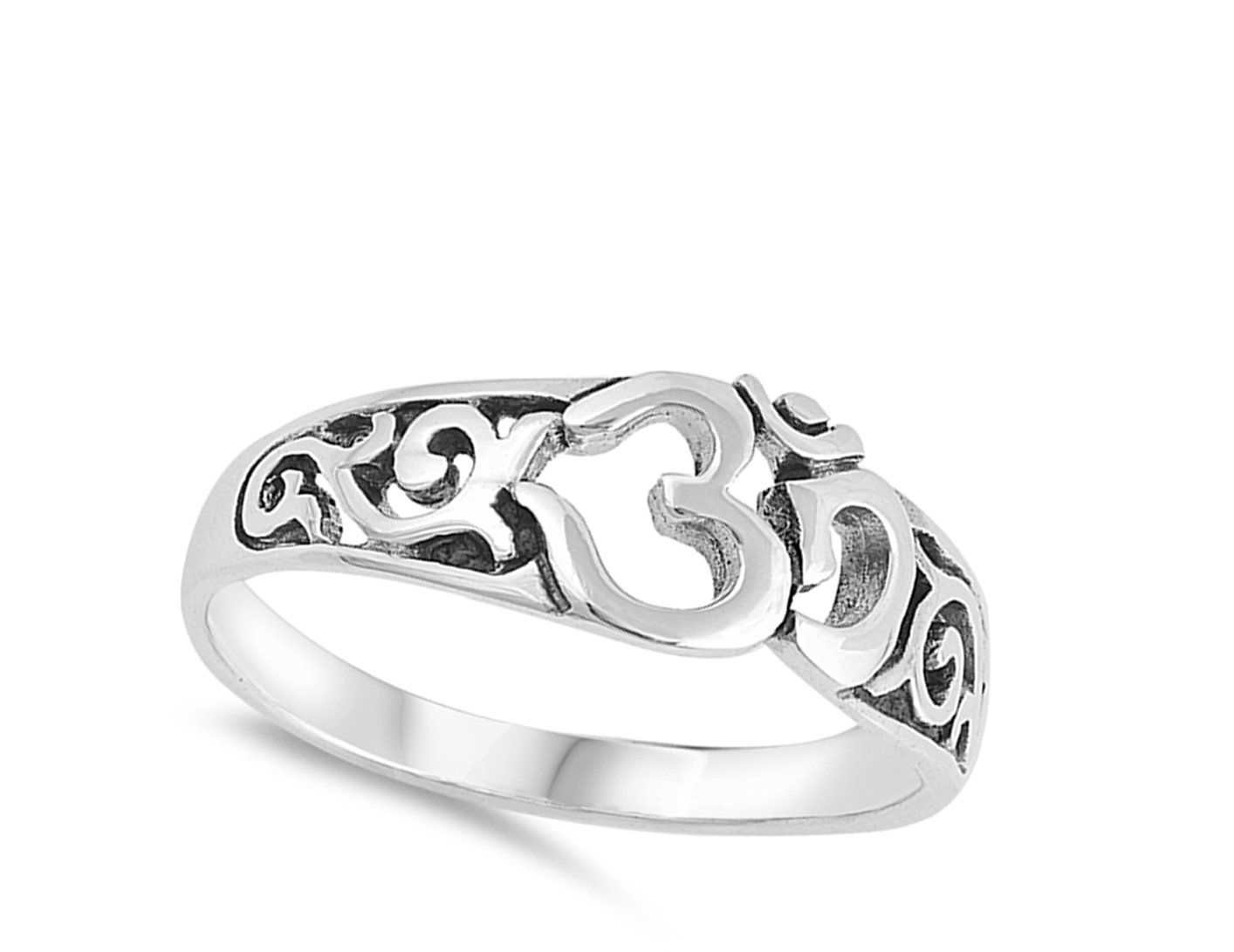 Filigree Om Aum Ohm Meditation Yoga Ring New 925 Sterling Silver Band Size 6