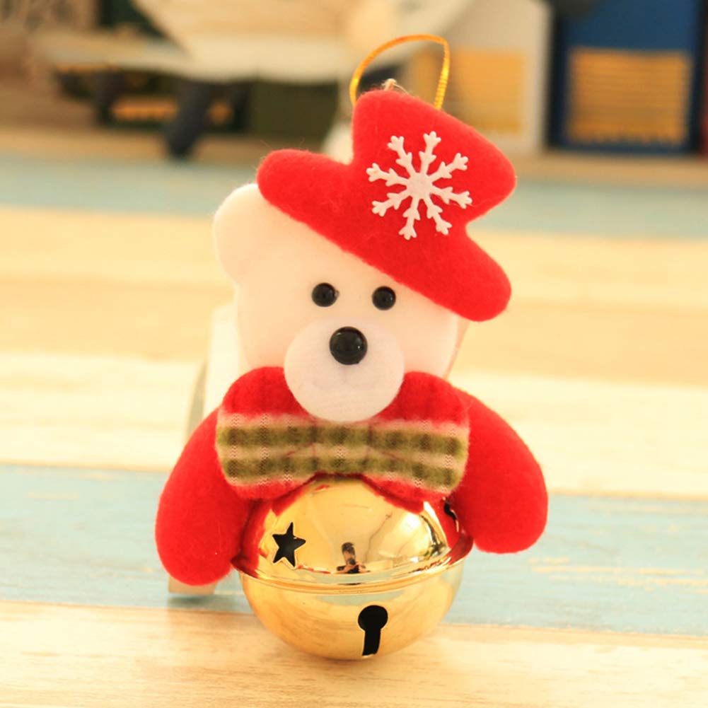 FFPTBNYX Christmas Tree Hanging Decorations Ornaments Bell Art Sets with Cute Plush Santa Snowman Reindeer Bear for Christmas Tree and Holiday Home Indoor Decor