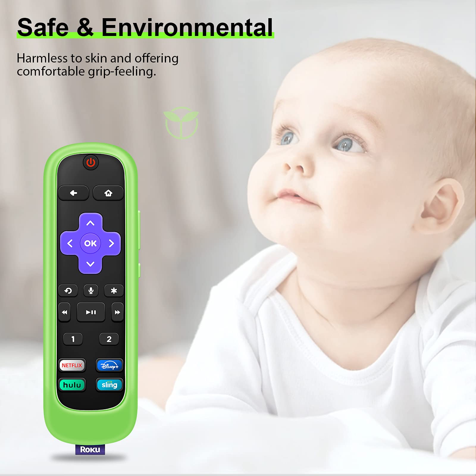 EVAHOM 2 Pack Silicone Remote Cases for Roku Voice Remote Pro, Roku Pro Remote Covers with Waterproof Shockproof and Anti-Slip, Protective Sleeve Blue Green Glowing in Dark