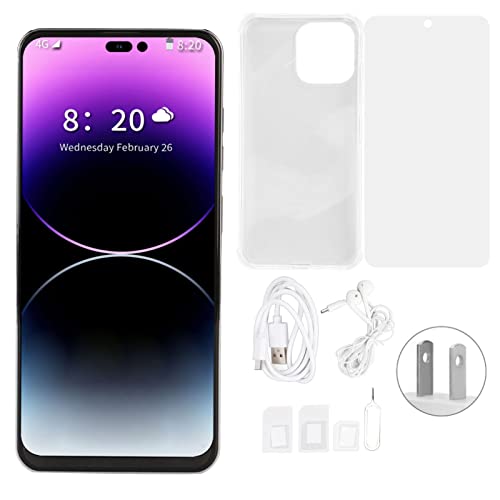 Zunate I14pro Max 6.7 in 4G Smartphone for Android, Unlocked Mobile Phone with 4GB RAM 64GB ROM, 128GB Supported, Face ID, 4000mAh, 8MP 16MP, Cell Phone for Senior Students(Blue)