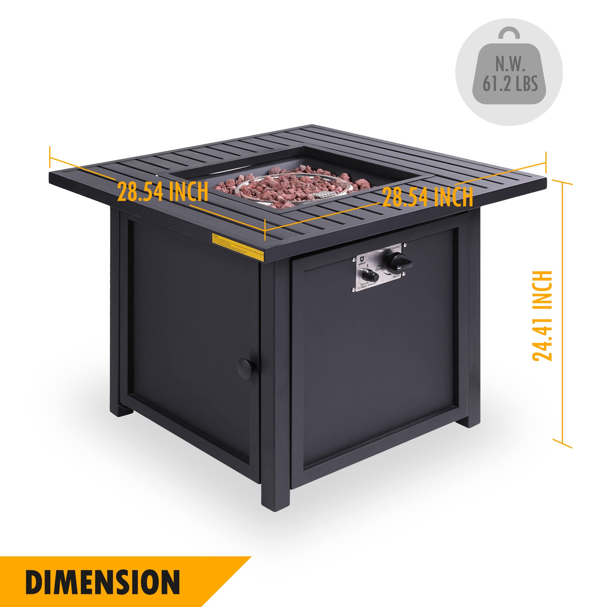 Fire Table 28” Gas Fire Pit Table 50,000 Btu Square Outdoor Gas Firepits with Propane Fire Pit