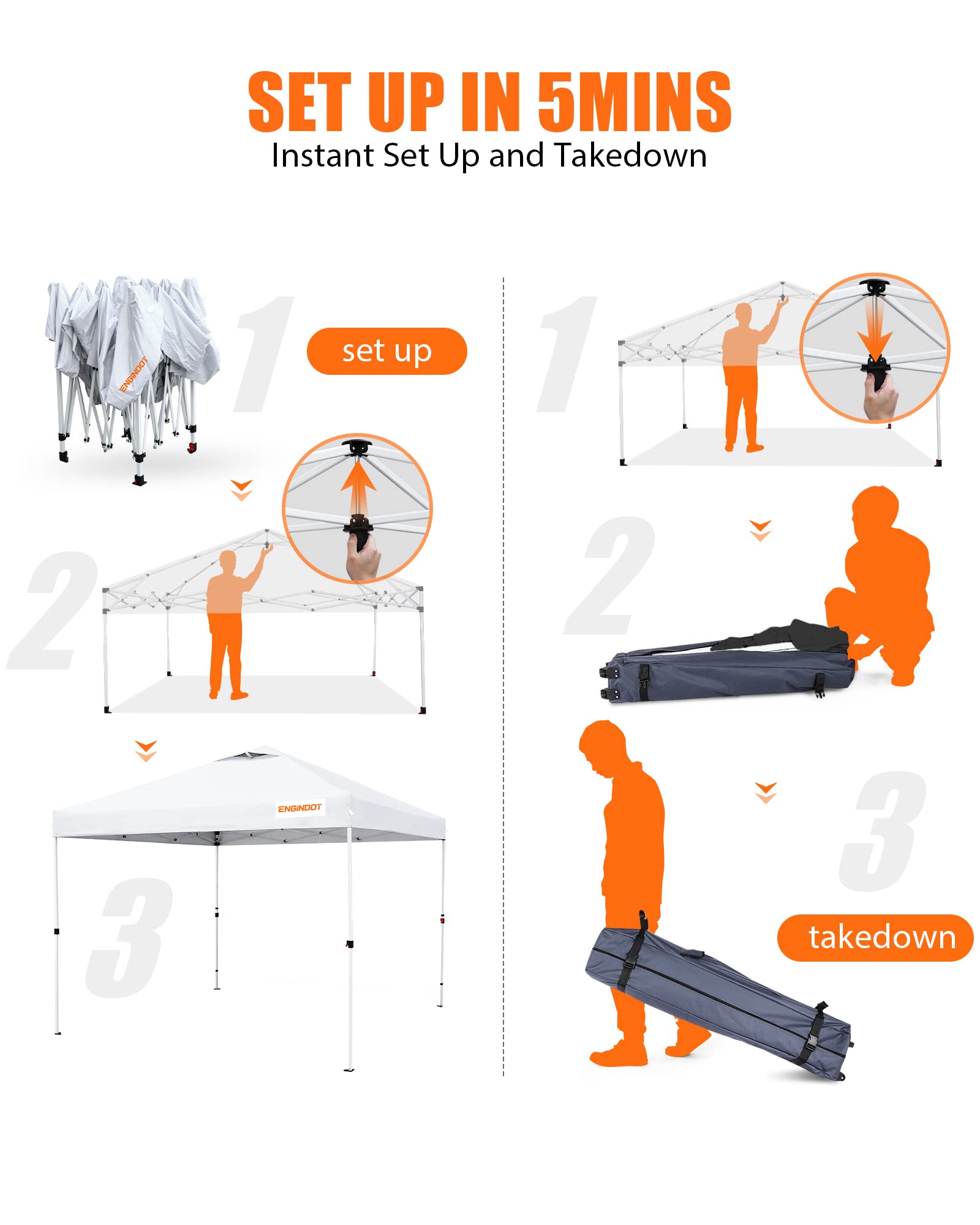ENGiNDOT 10x10 Pop up Canopy Tent, Easy up Instant Canopy with Sidewall, Water Resistance Outdoor Canopy for Party/Exhibition/Picnic