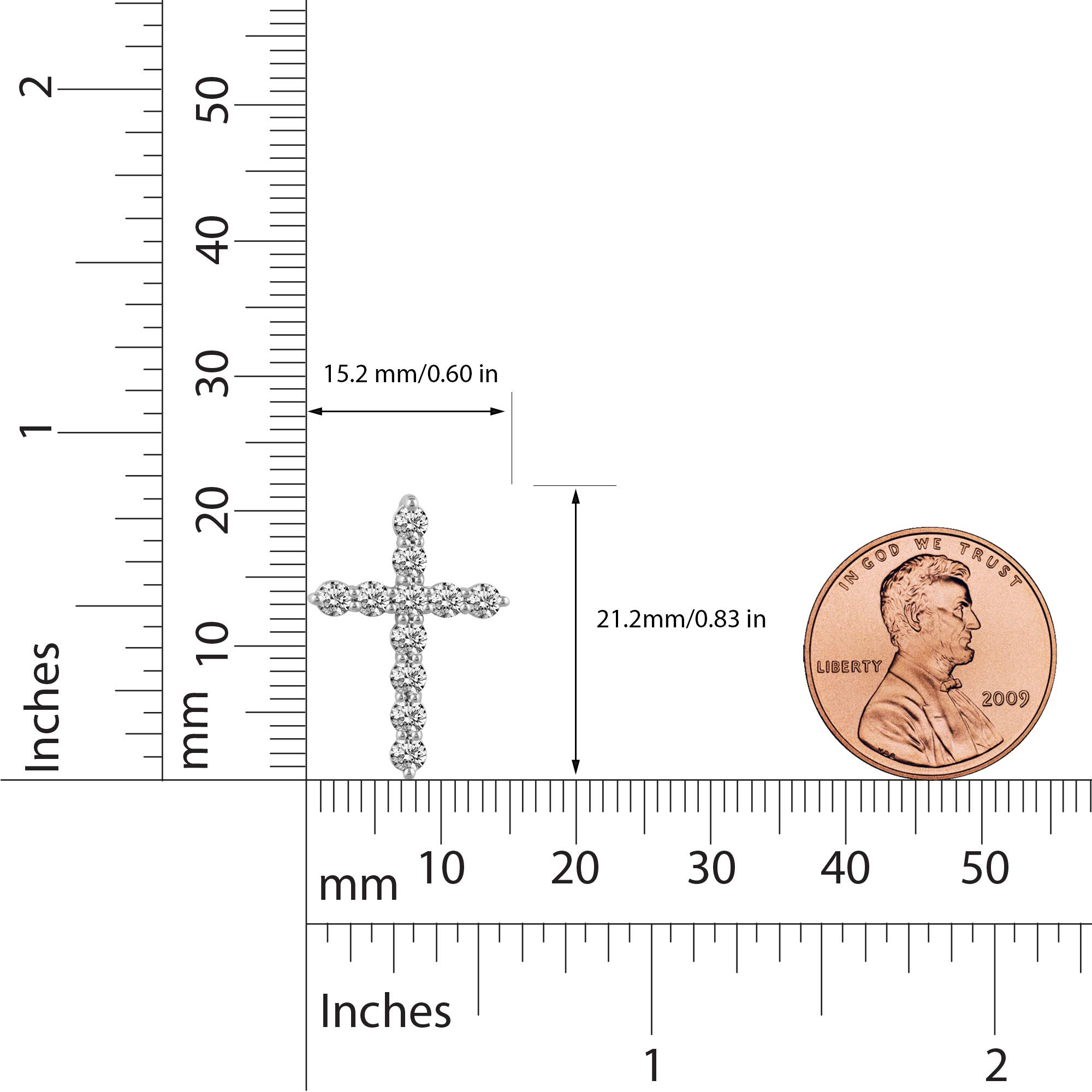 Fifth and Fine Classic Cross Pendant Necklace with Natural Round Diamonds Set in 925 Sterling Silver (.75)