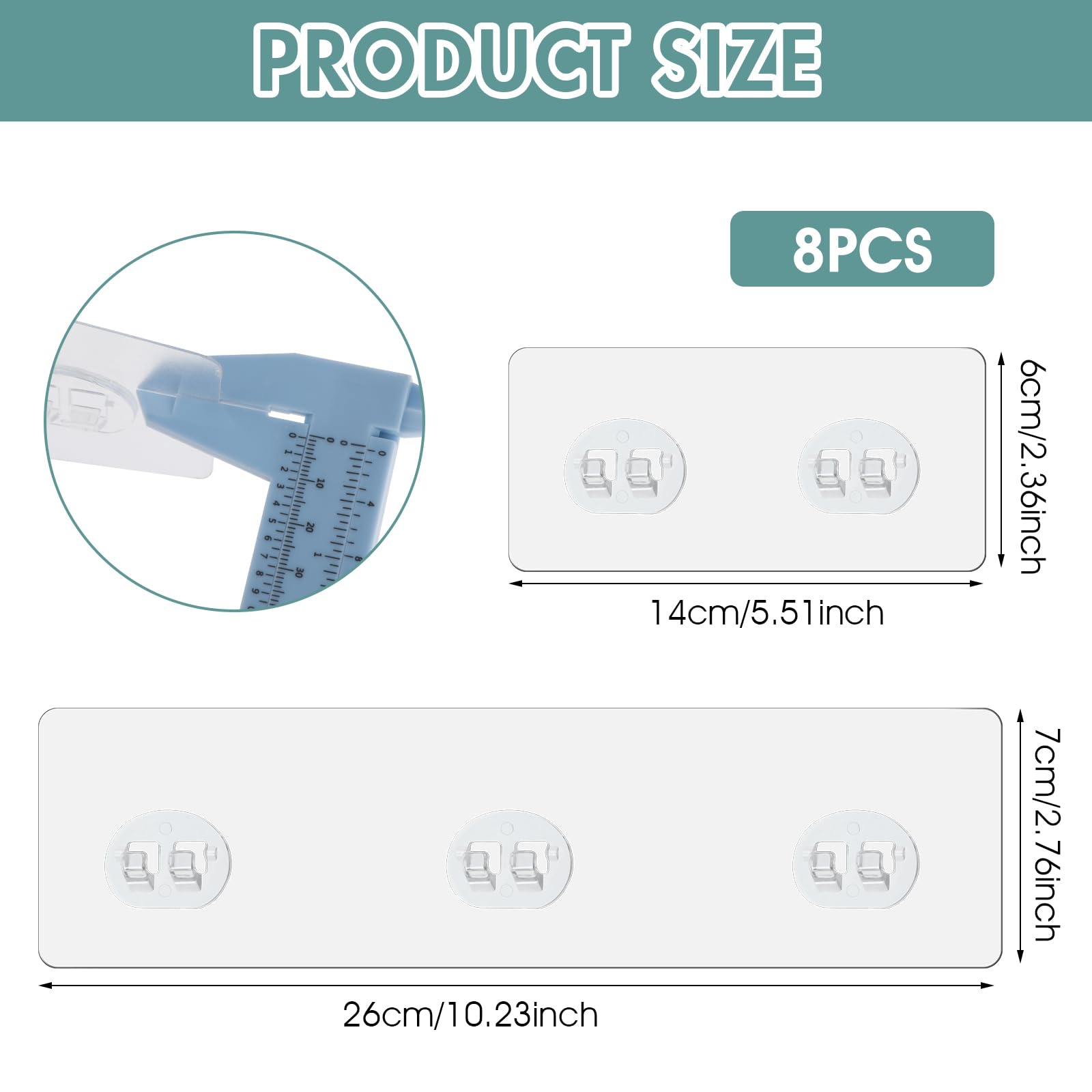 Qianyu 8 Pcs Shower Caddy Hook Adhesive Replacement Strong Wall Holder Waterproof No Drilling Storage Shelves Hanging Holders for Racks Bathroom Storage Kitchen
