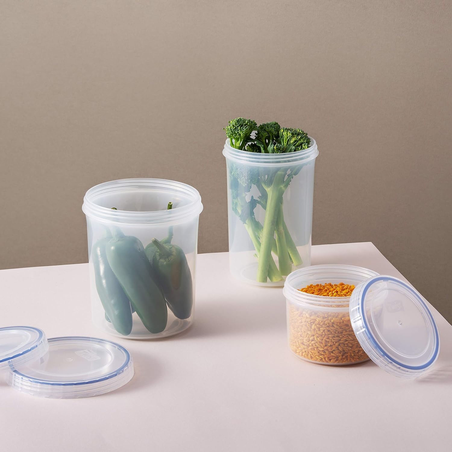 Easy Essentials Twist Food Storage lids/Airtight containers, BPA Free, Tall-30.4oz Clear
