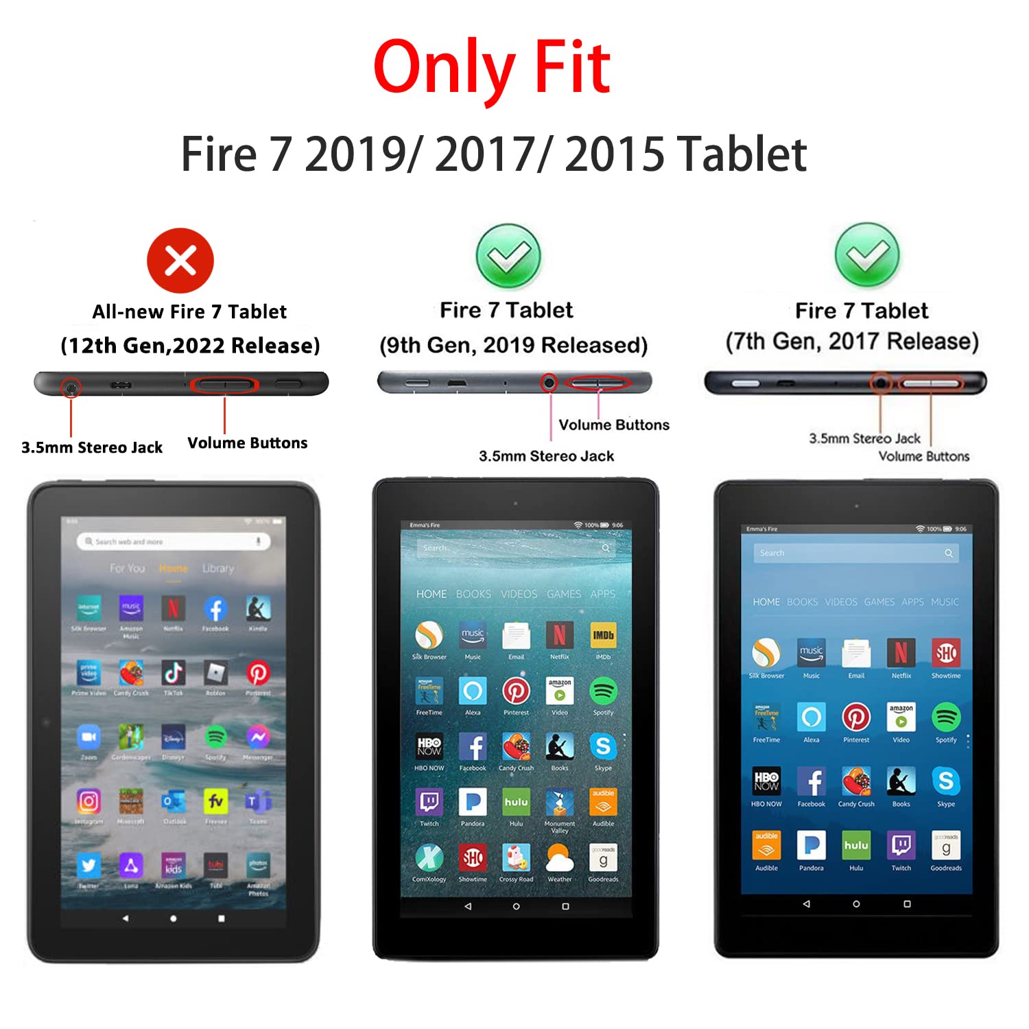 Fire 7 Tablet Case,Kindle Fire 7 Case,Fire Tablet 7 Case for Kids -Dinines Kids Shock Proof Protective Cover Case for Amazon Fire 7 Tablet (Compatible with 2019&2015&2017 Release)